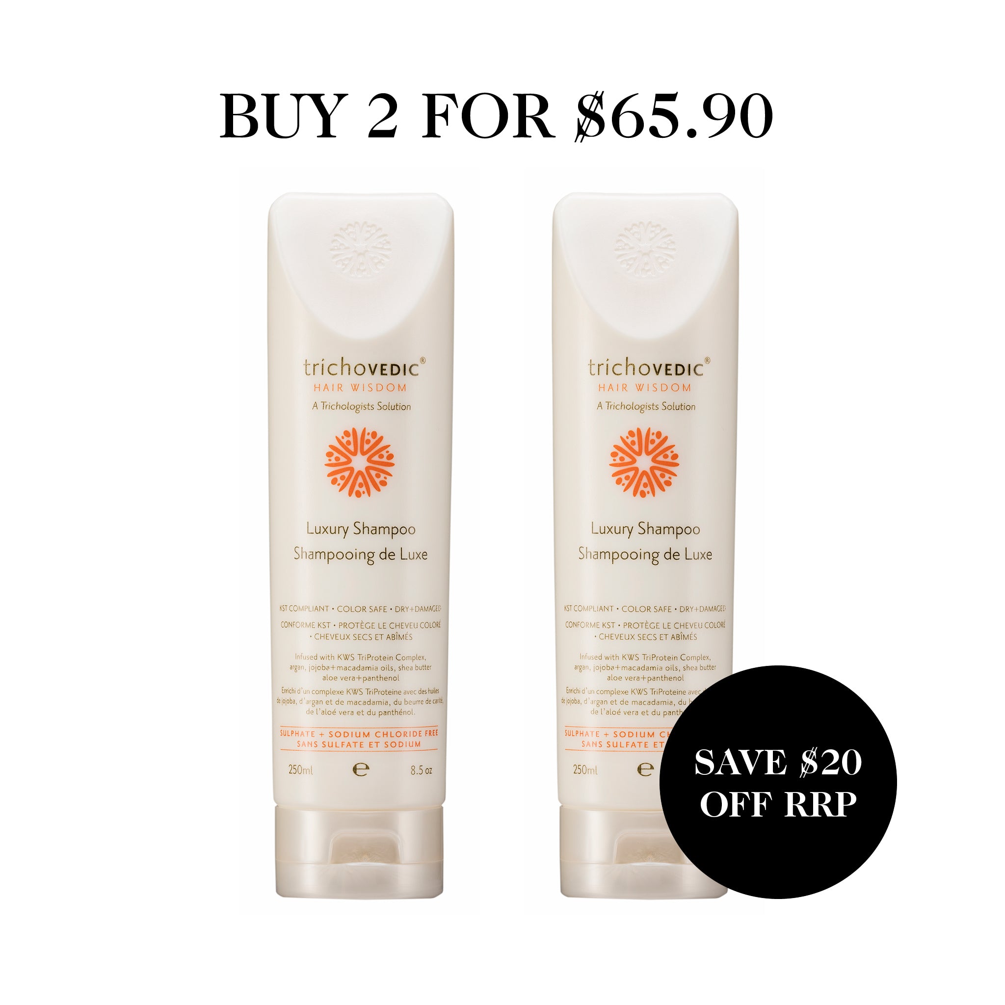 Trichovedic Luxury Shampoo Duo 250ml - Best for Sensitive Scalps ...